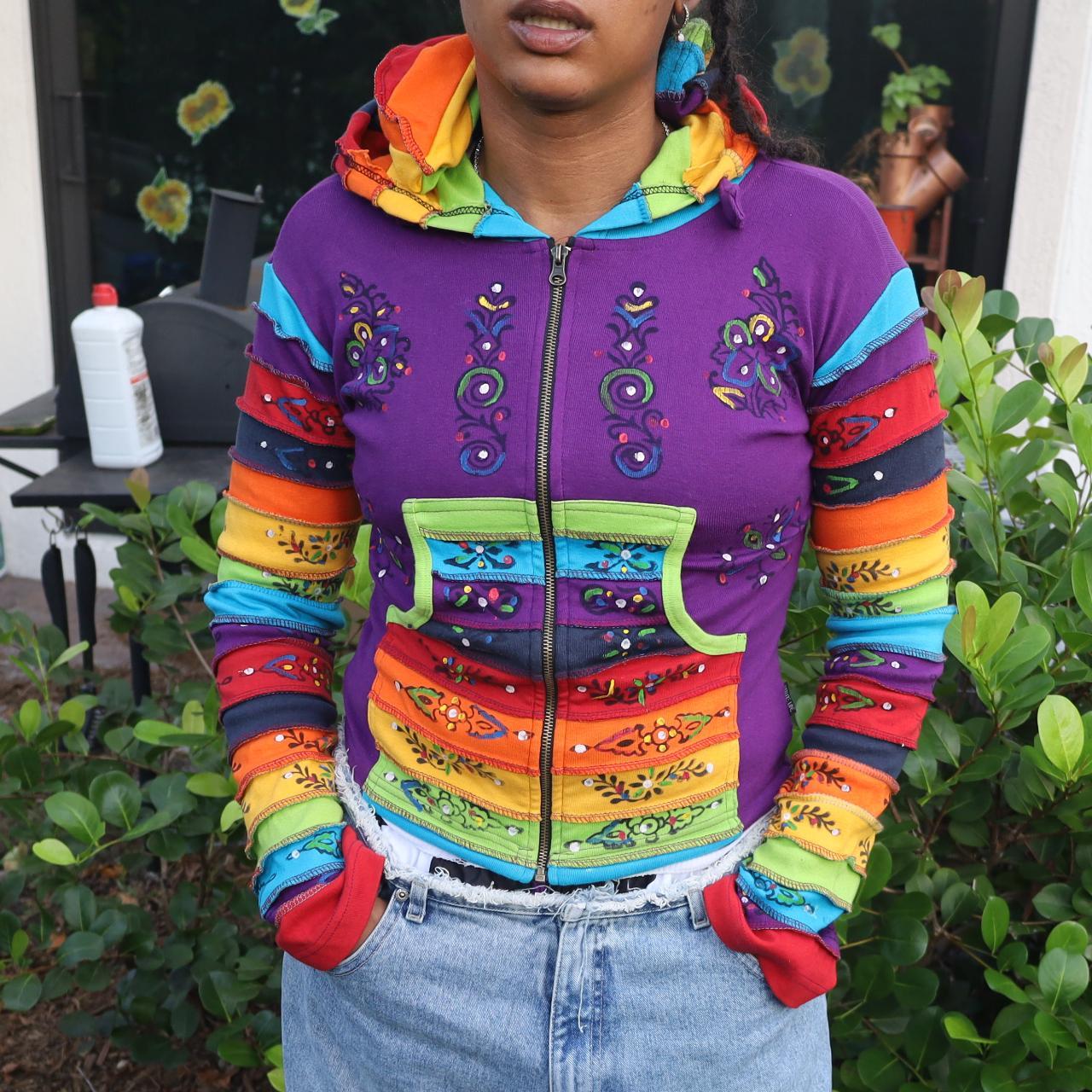 Vintage rainbow colored jacket 🌈 Womens medium Very... - Depop