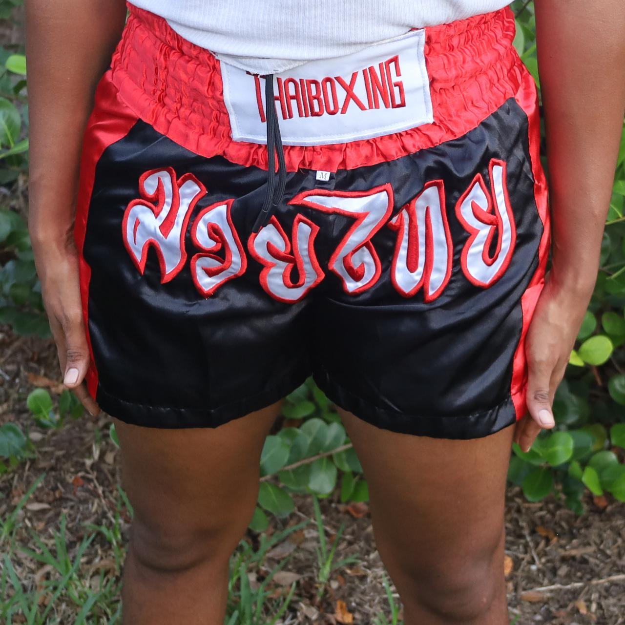 Thailand boxing shorts Black / red #thai #boxing... - Depop