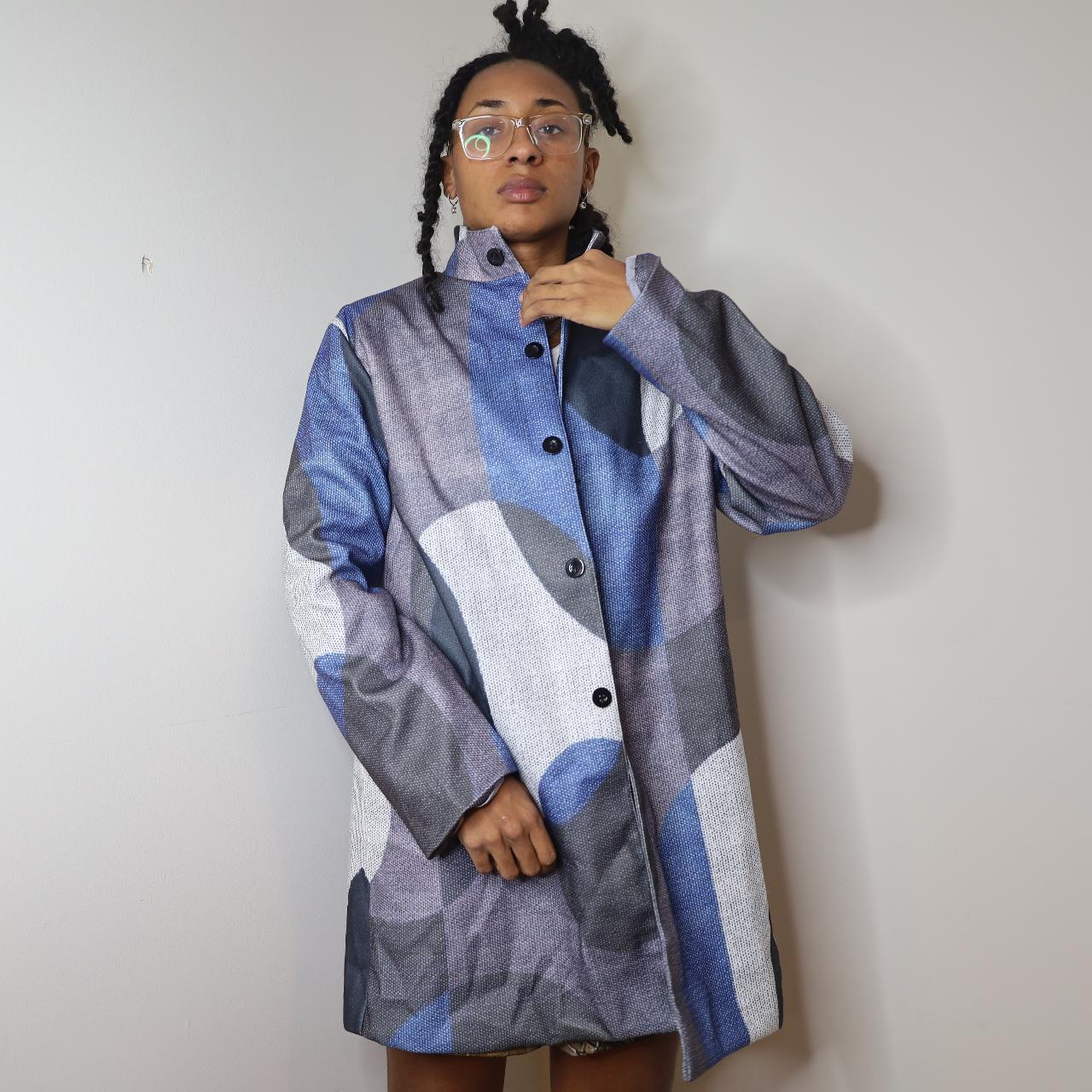 very cool long jacket blue hues dope design free... - Depop