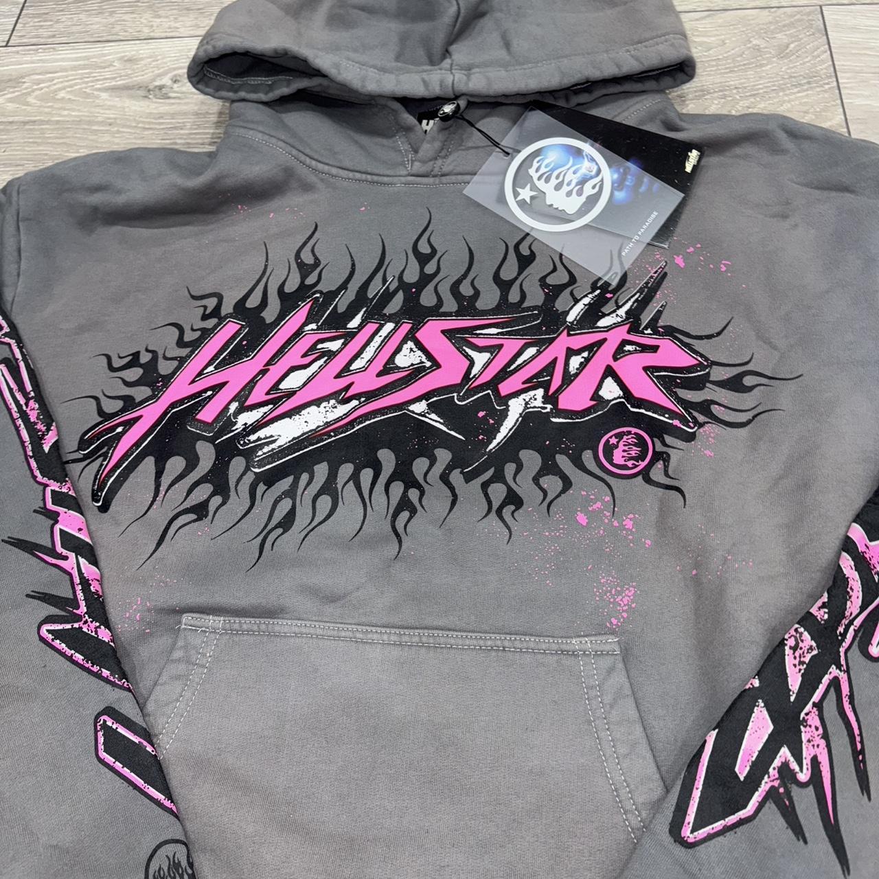 Hellstar — Future Flame Hoodie — Grey/Pink Size —... - Depop