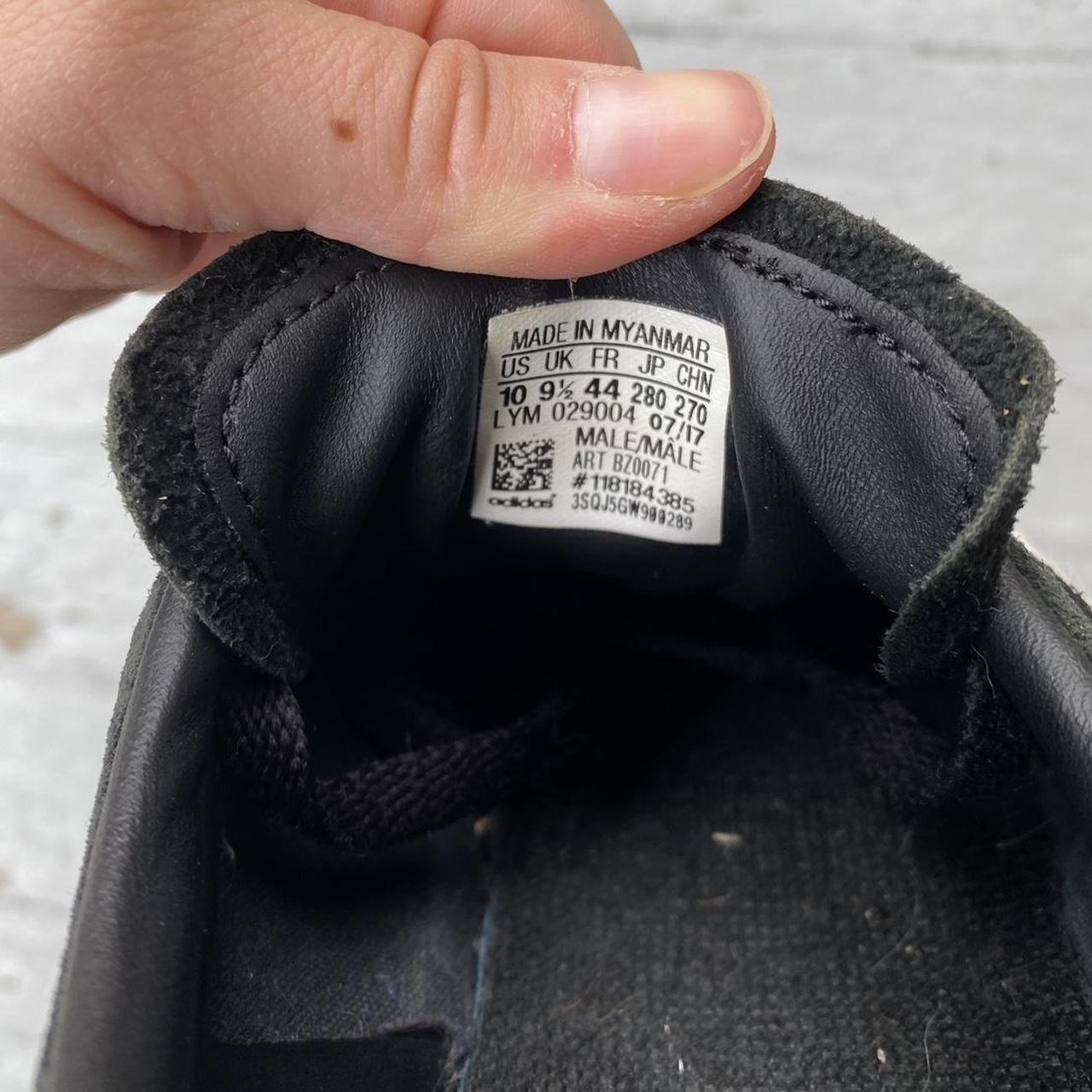 Black and Ivory Adidas Campus trainers with a fuzzy... - Depop