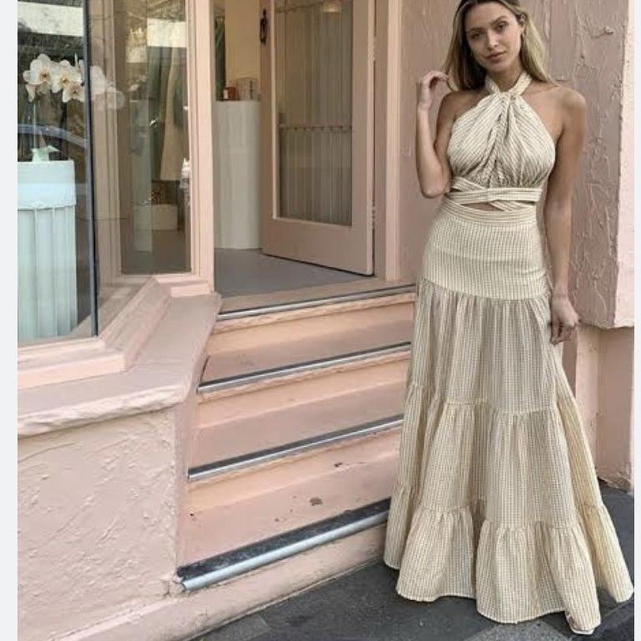 Significant other starship dress in cream check Size... - Depop