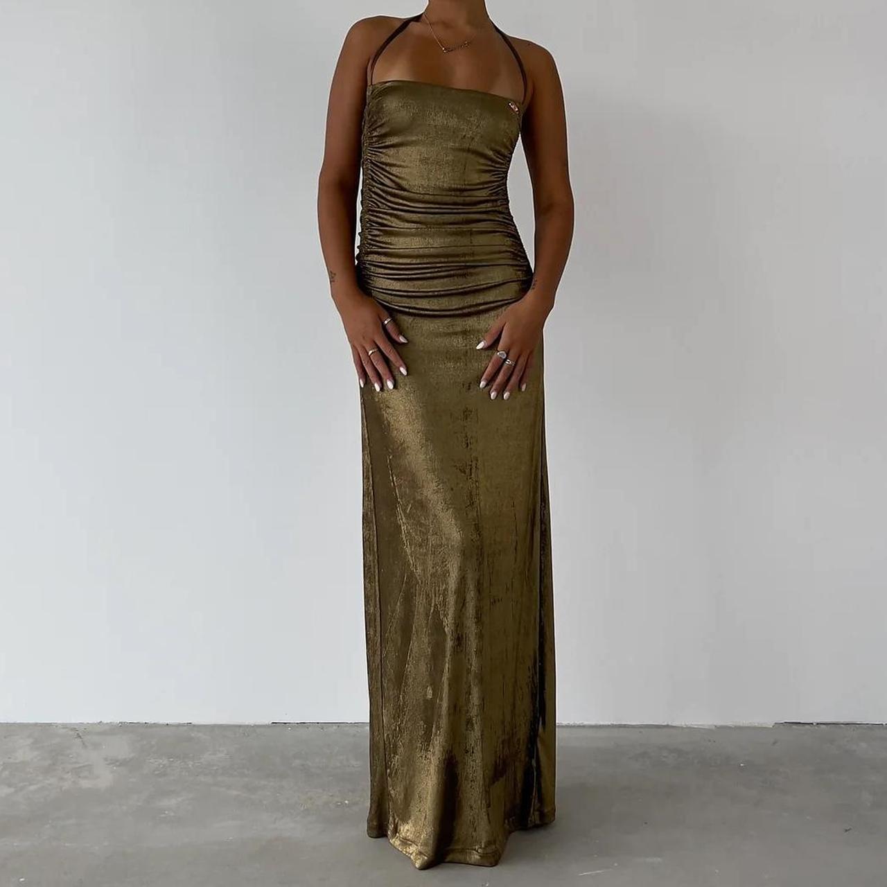 Diesel Gown in gold 🤎 by DIESEL Size XXS RRP... - Depop