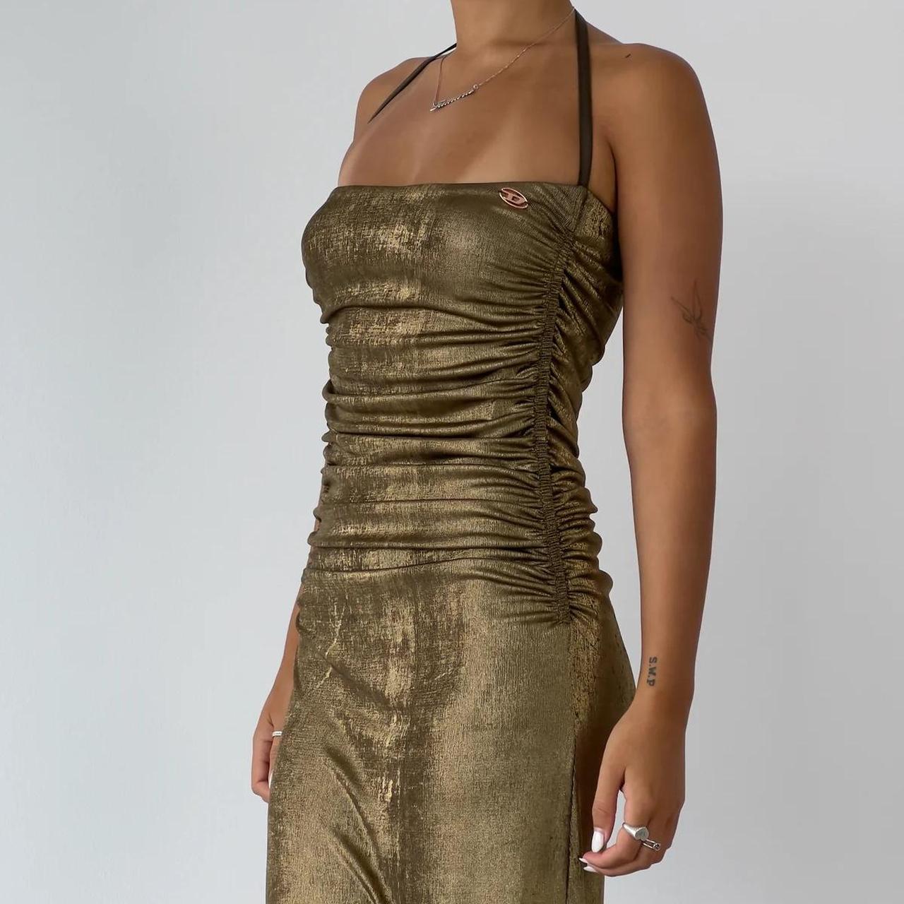Diesel Gown in gold 🤎 by DIESEL Size XXS RRP... - Depop