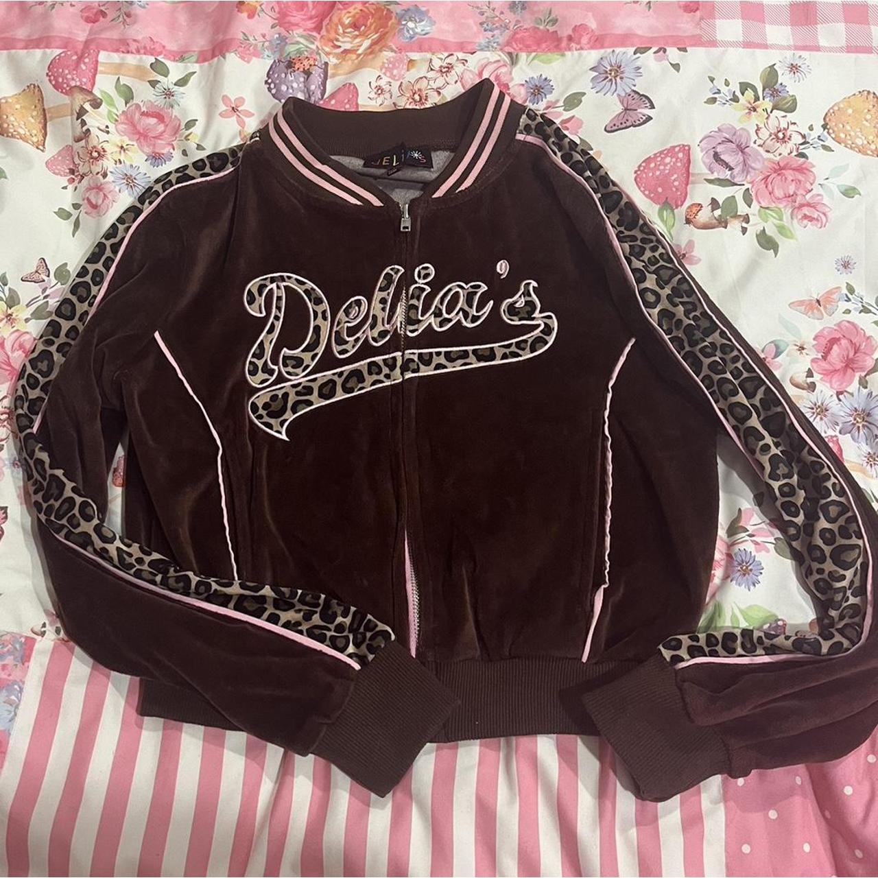 Delia’s cheetah print velour zip up hoodie size:... - Depop