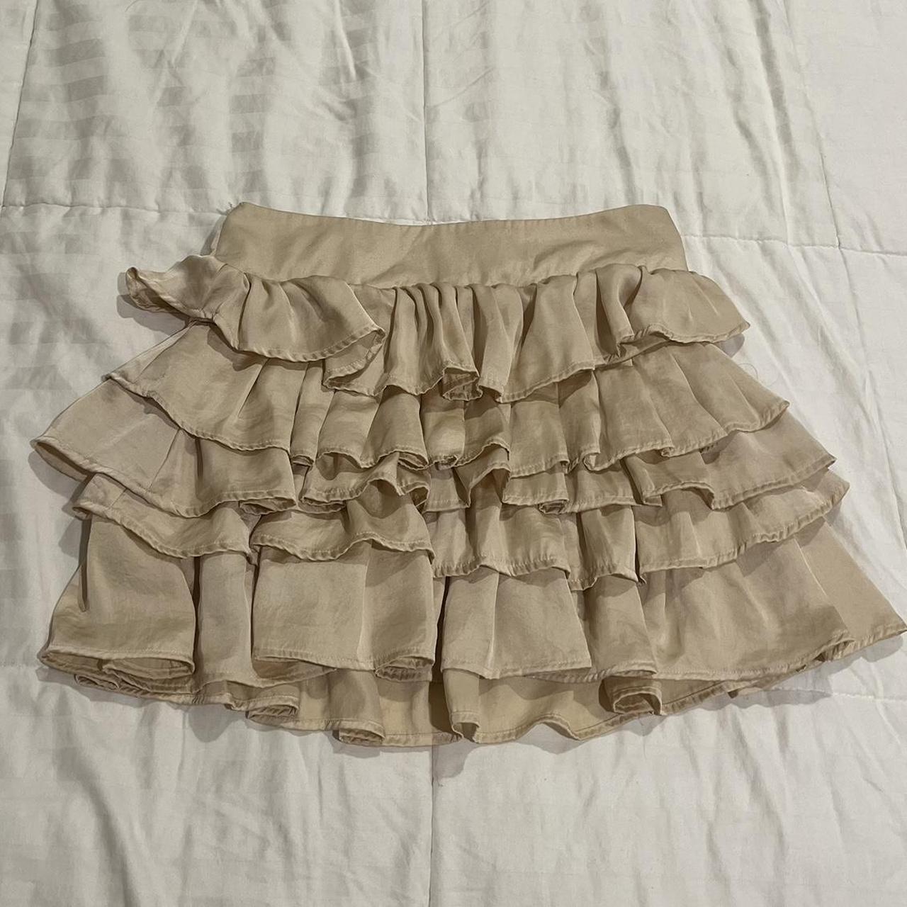 Satin Ruffle Skirt ♡ brand: Papaya Waist is... - Depop