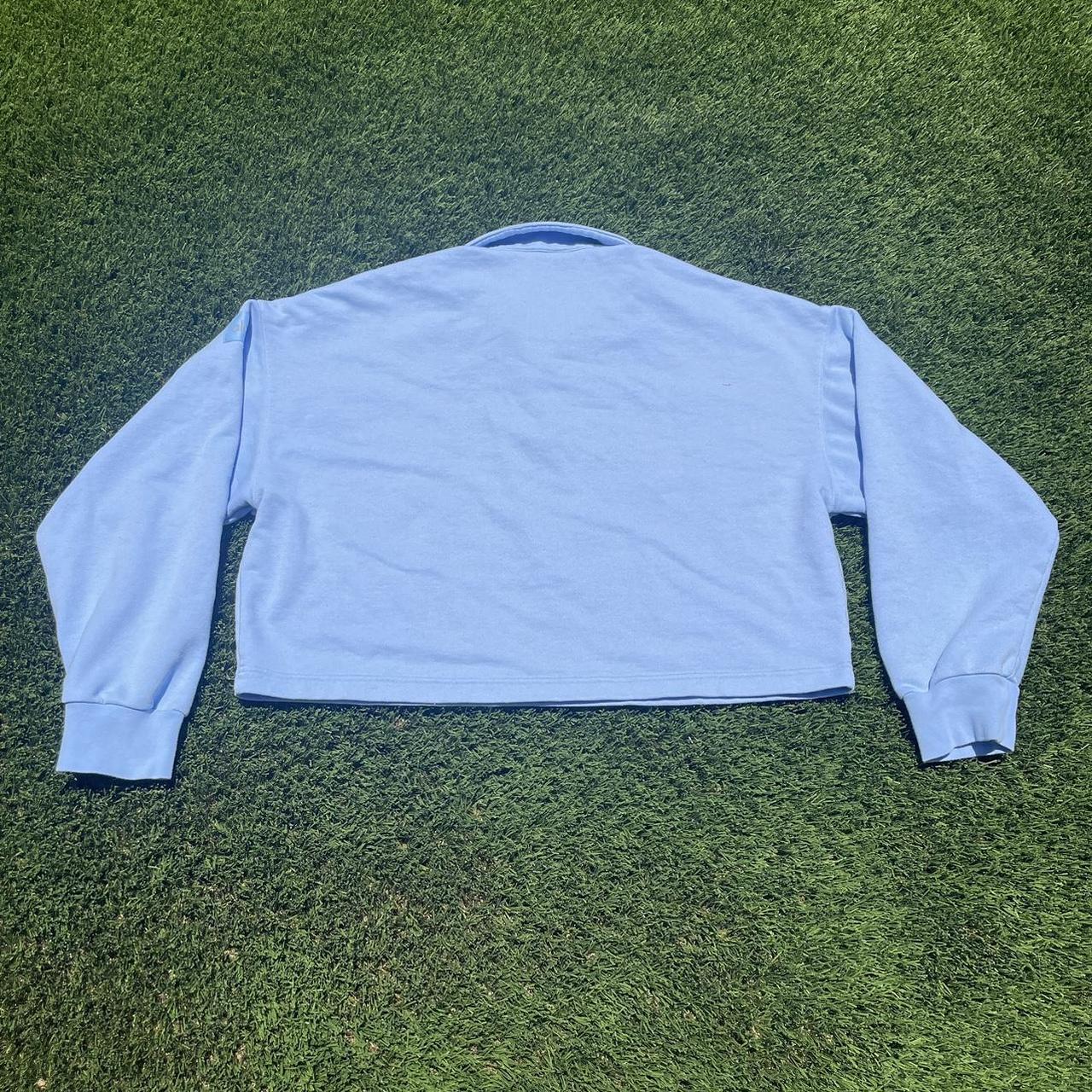 Alo Blue Sweatshirt Well worn, some pilling Size:... | Depop