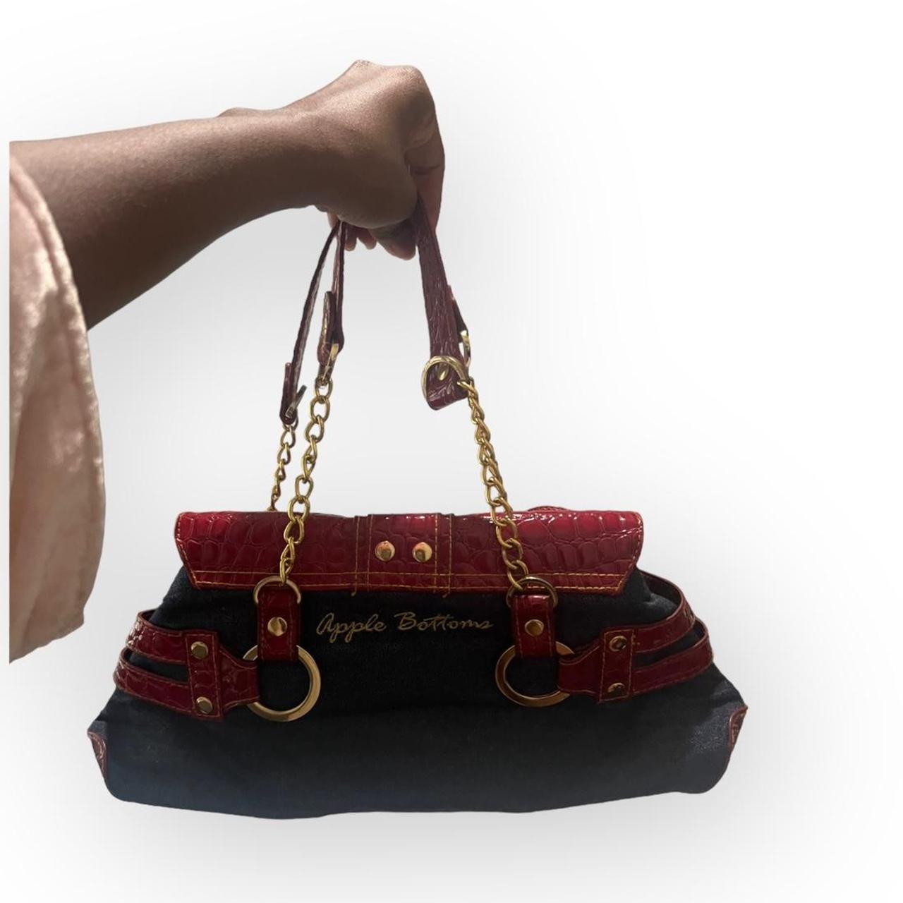 red / gold denim y2k apple bottoms purse. gold... - Depop