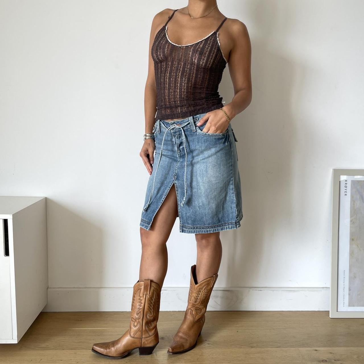 Vintage MNG Old Label Cargo Tie Mini Denim... - Depop