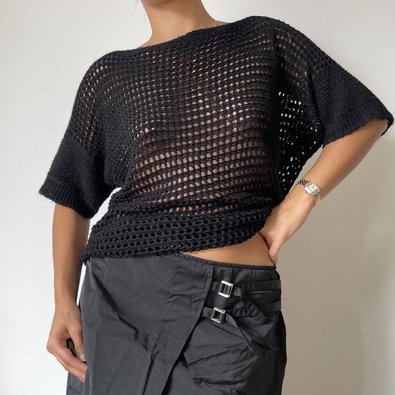 Vintage Black Summer Knit/Net Top •No size tags,... - Depop