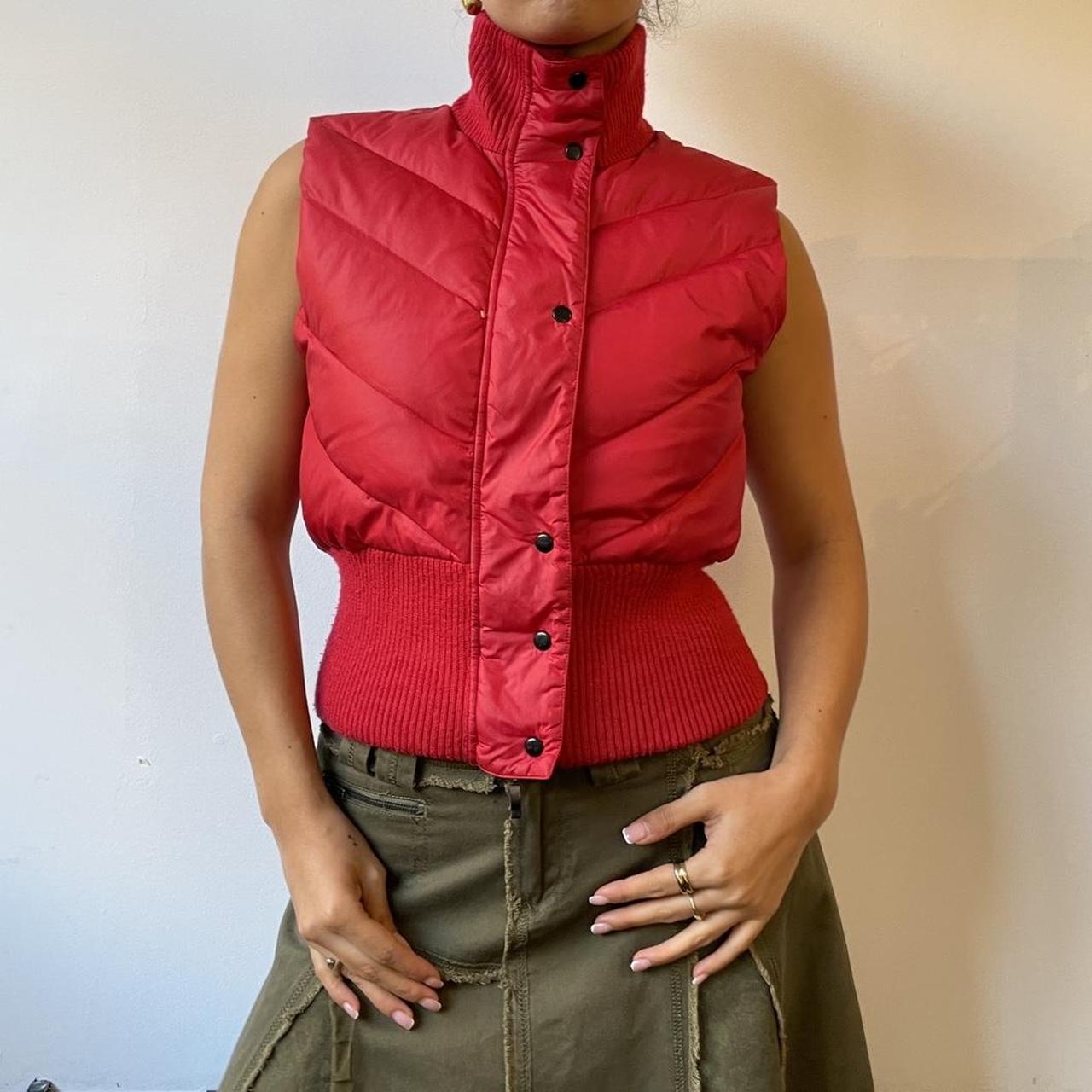 Vintage Red Gilet •Fits like a small - Depop