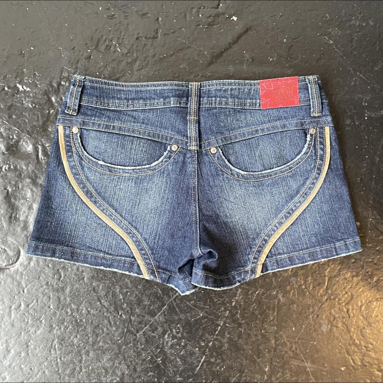 Vintage 00s Denim Low Waisted Mini Short •W32''... - Depop