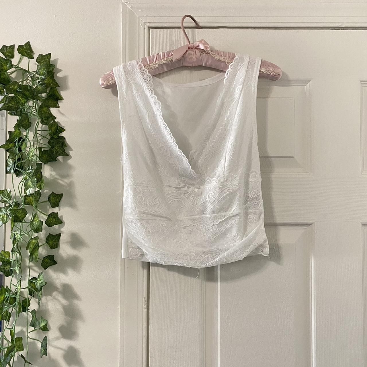 Super Cute Dainty V Neck Top Have Lots Of Lacy Depop