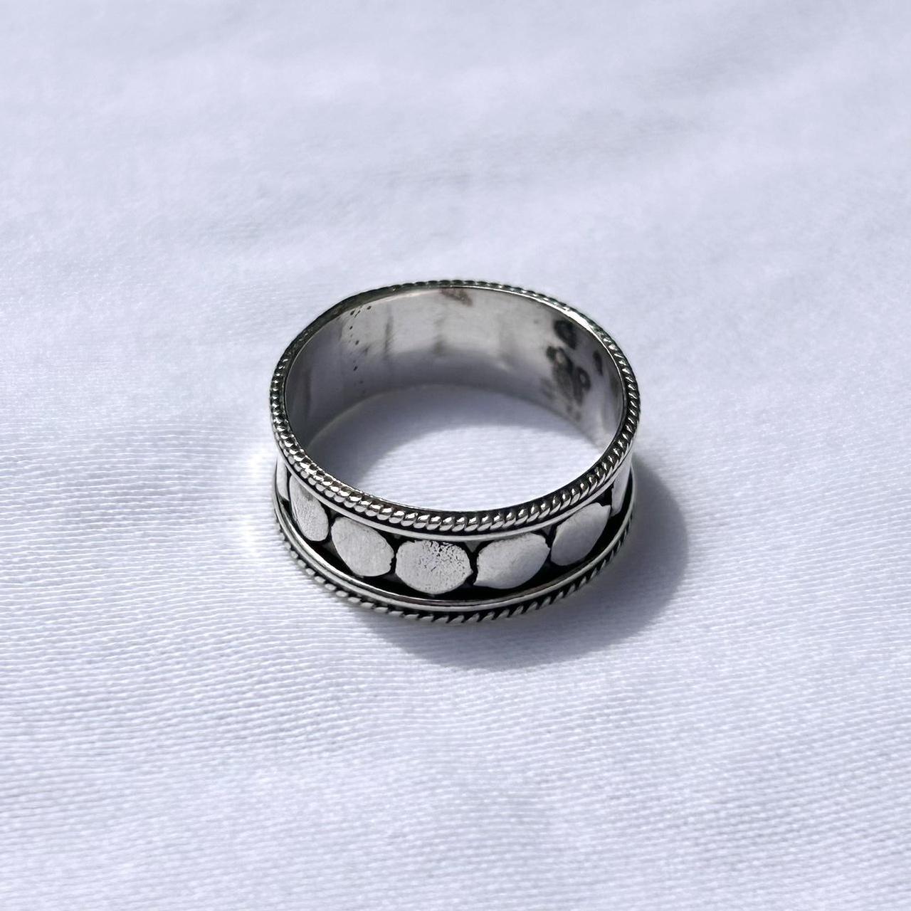 vintage 925 sterling silver dot pattern ring size... - Depop