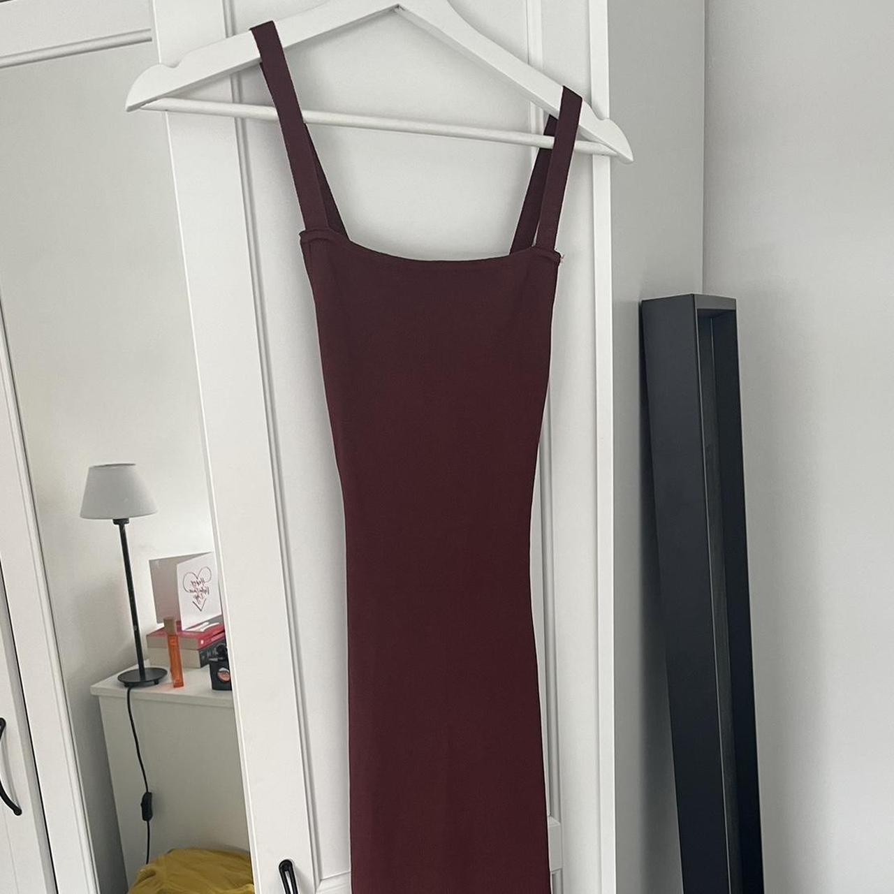Zara brown maxi bodycon dress with cut out and... - Depop