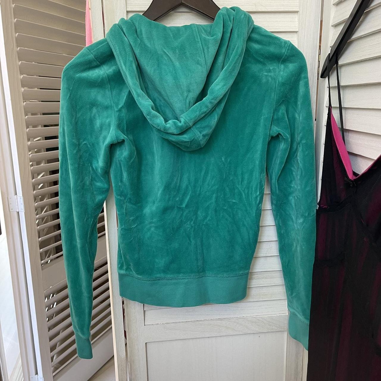 vintage teal blue juicy couture velour zip up hoodie... - Depop