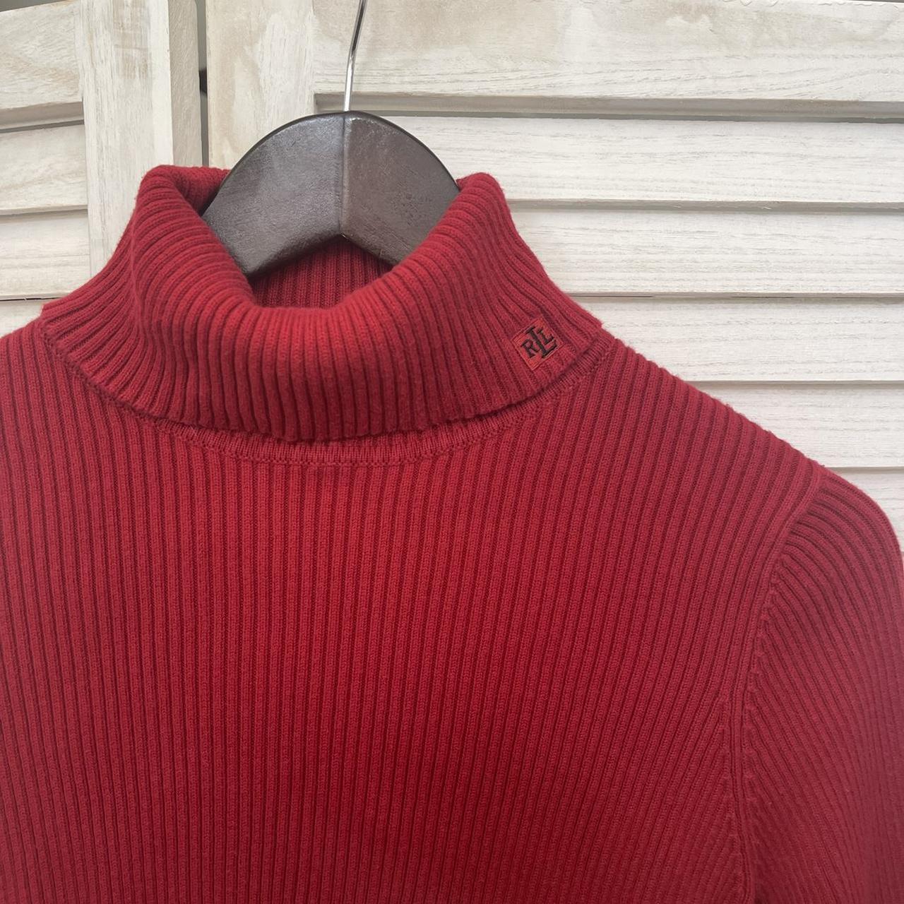 ralph lauren red ribbed turtleneck !! so classyyy... - Depop