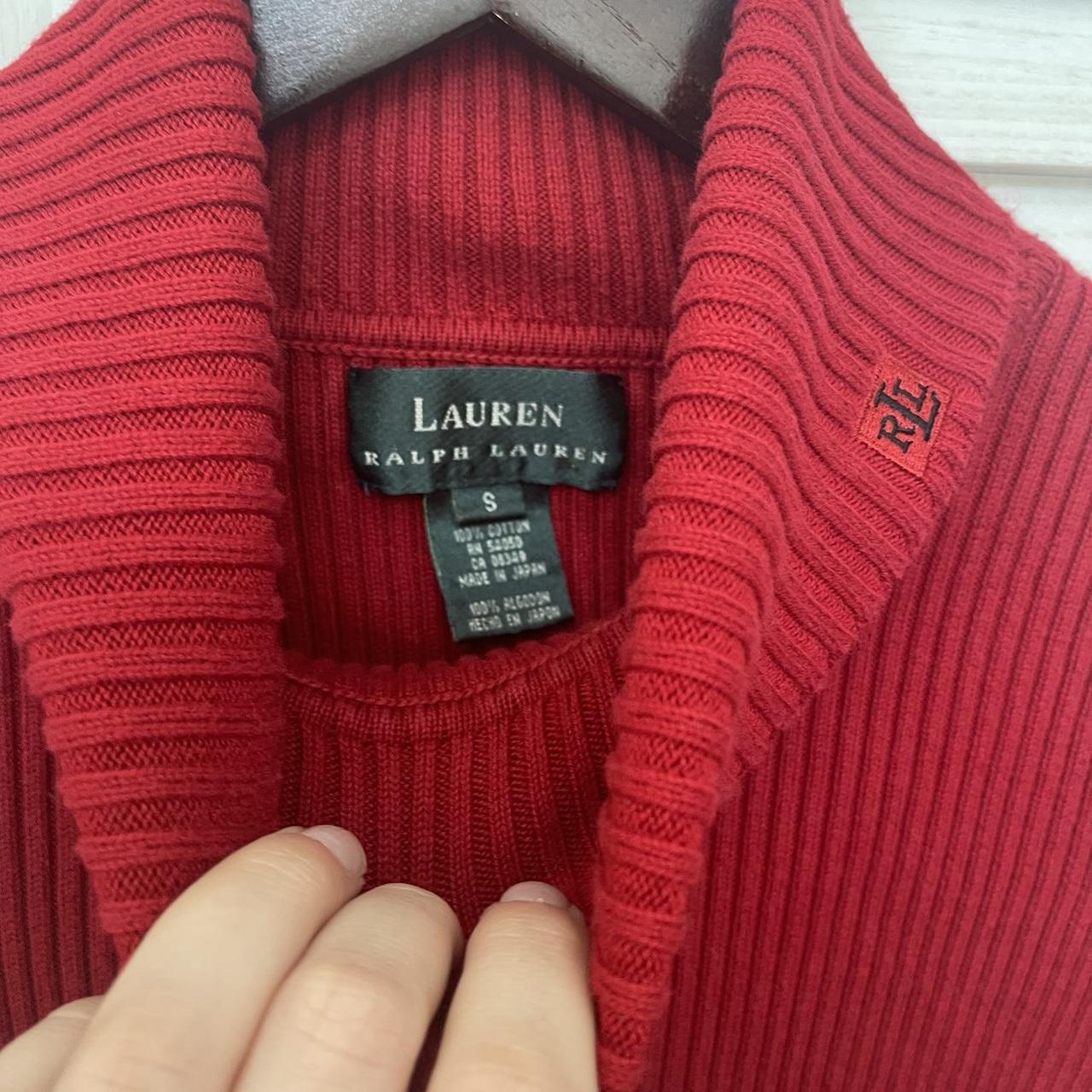 ralph lauren red ribbed turtleneck !! so classyyy... - Depop