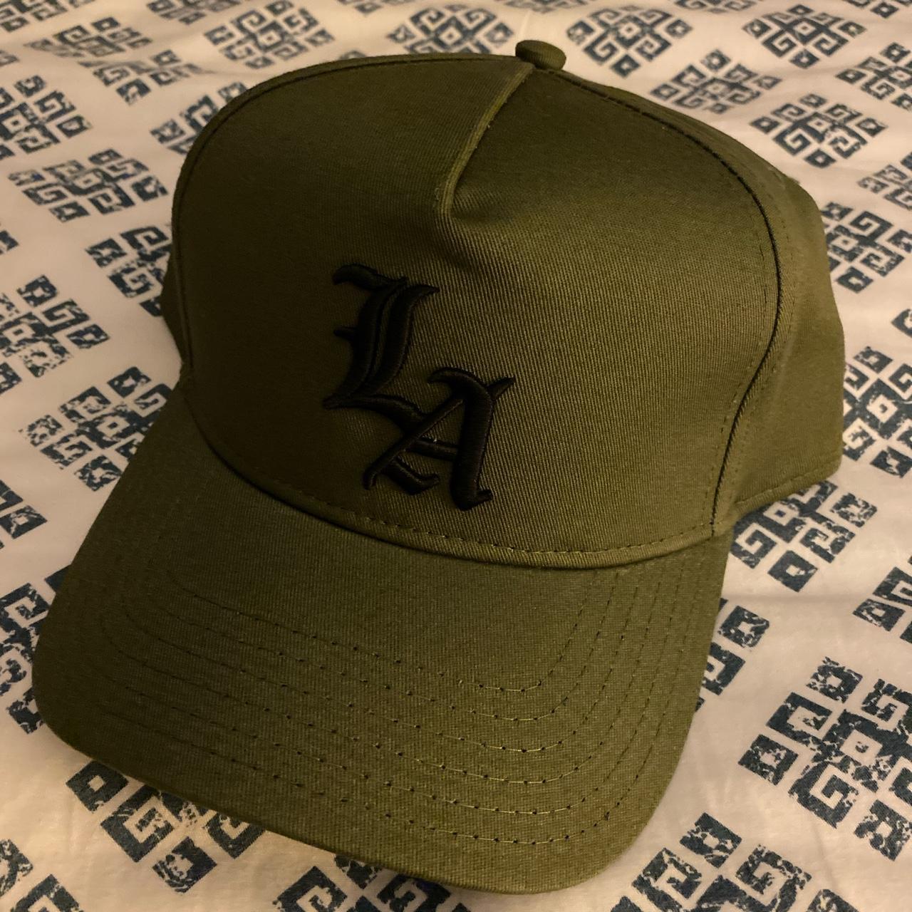 LA scripture embroidered snapback hat from Cotton... - Depop