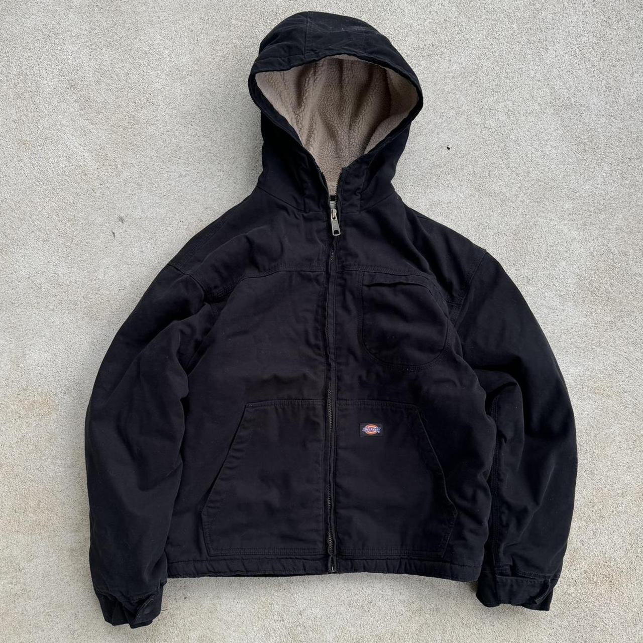 Vintage Fur Lined Black Dickies Work Jacket Y2K... - Depop