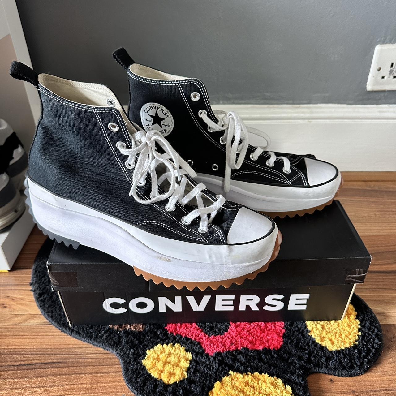 Black converse run star hike hi Has a decent amount... - Depop
