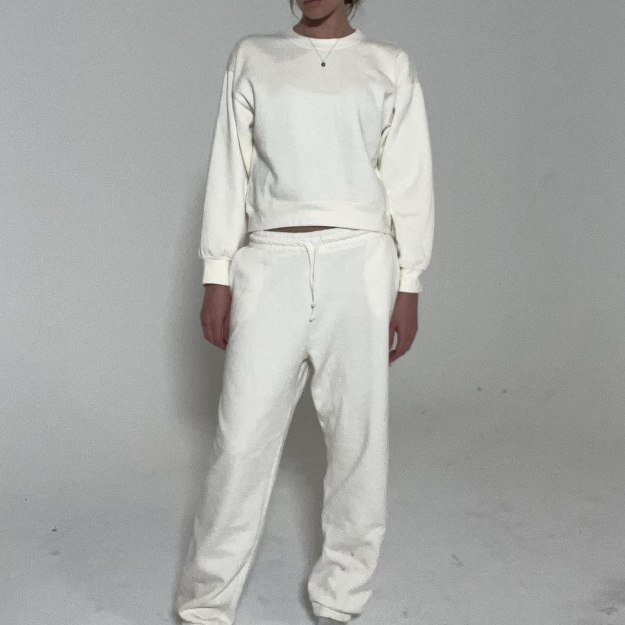 zara cream sweatshirt and sweatpants set top is... - Depop