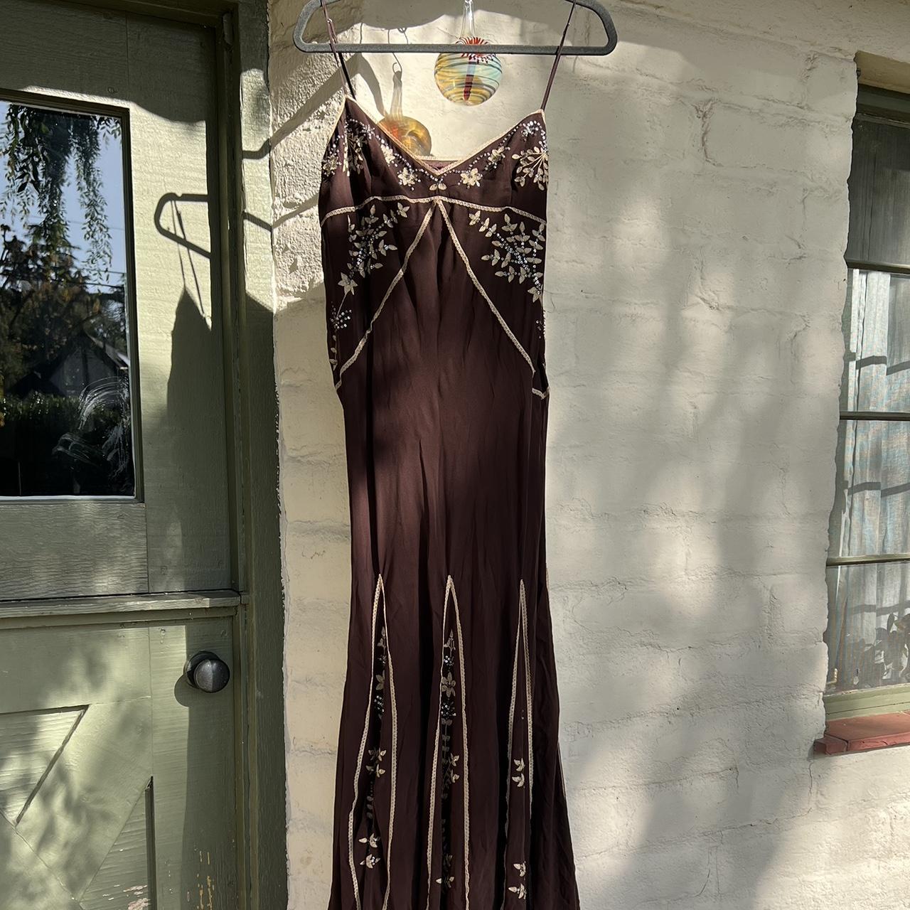 vintage BDBG brown 20s inspired 90s prom dress Size 12 - Depop