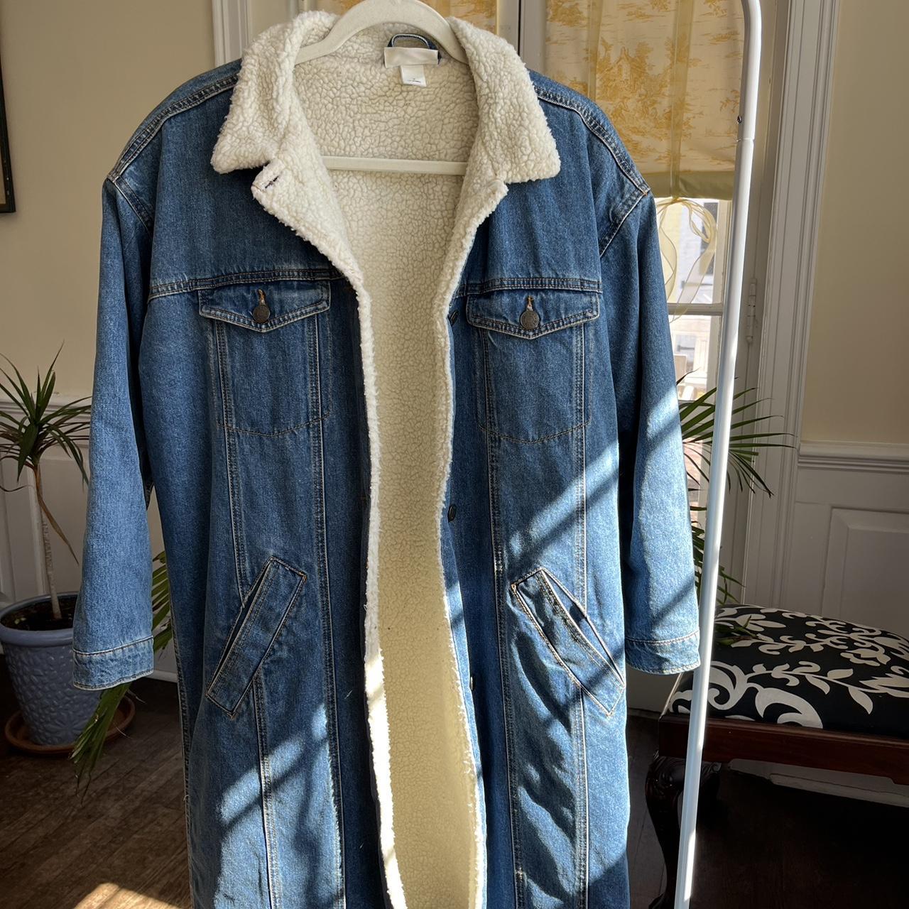 Long Denim Sherpa Coat This is super warm and in... - Depop