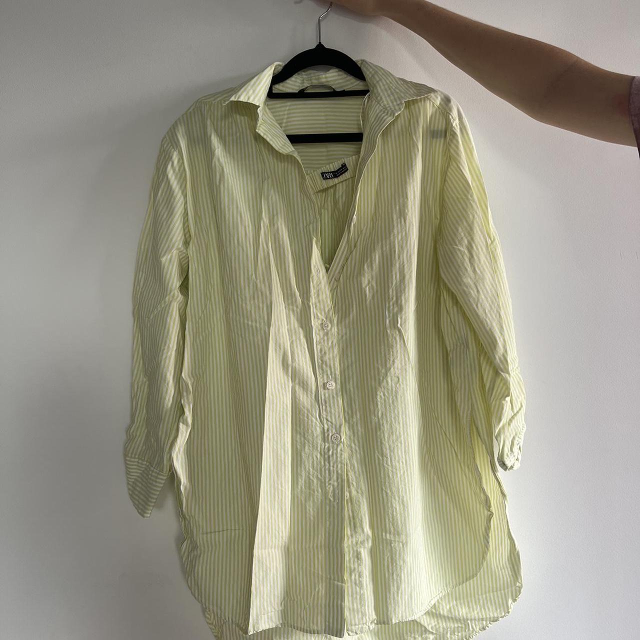 Green oversized shirt with bralette attached. - Depop