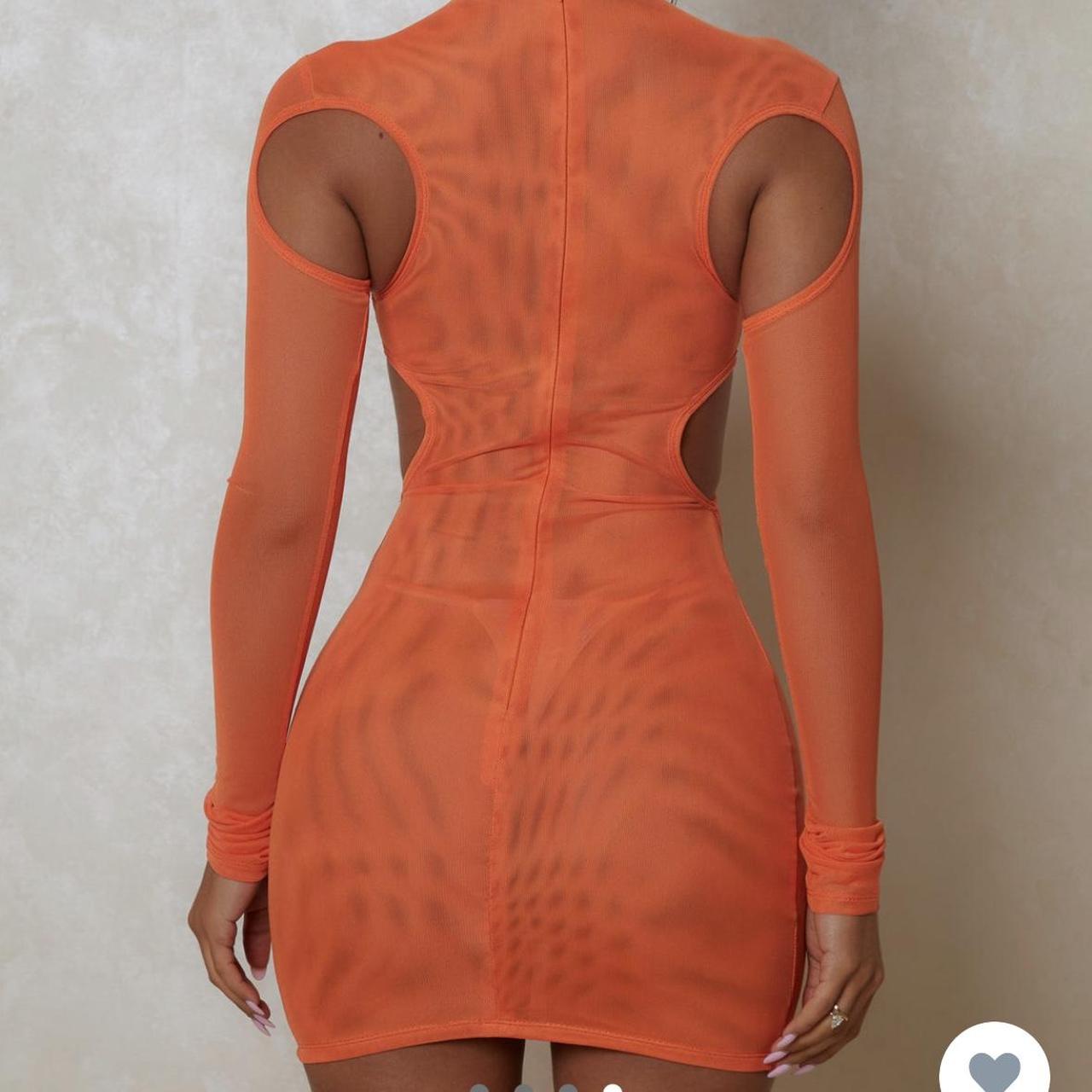 Mars the label cut out mesh mini dress in orange,... - Depop