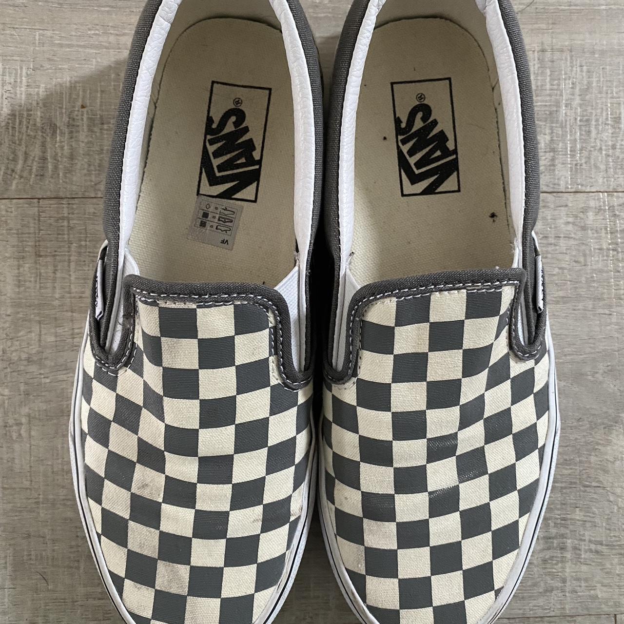 Ladies Vans Grey and cream checkered Very good... - Depop