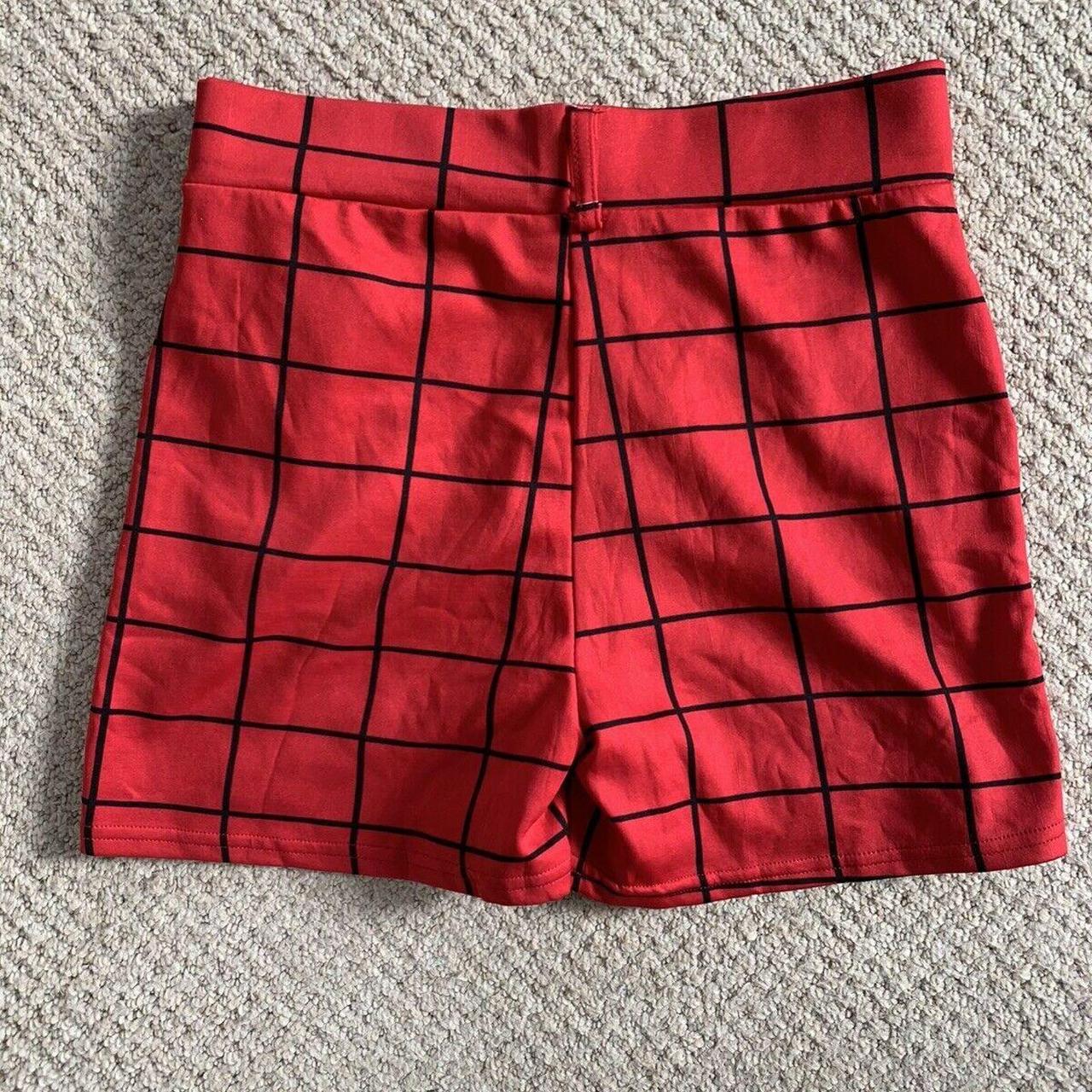 Red & black checked shorts size 4. Fashion Red &... - Depop