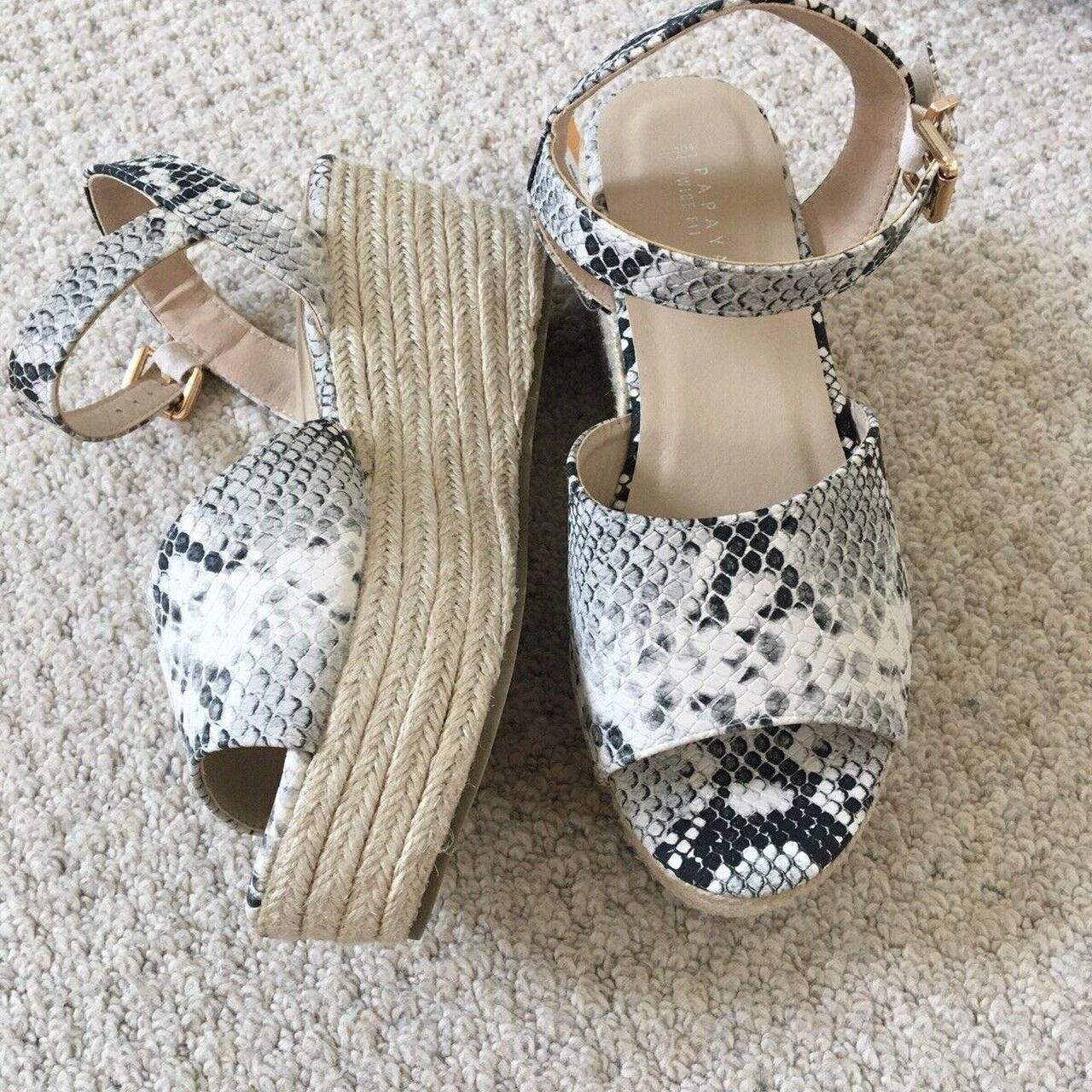White Black Grey Snakeskin Platform Flat Sandals... - Depop