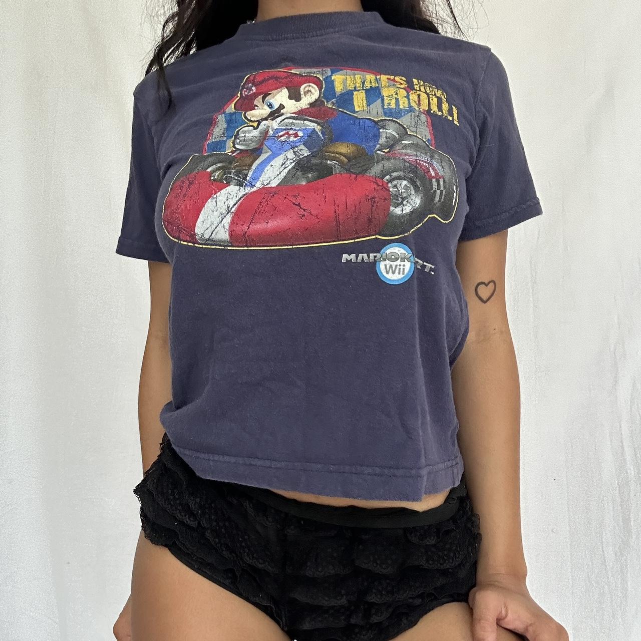 vintage Y2K mario kart Wii game baby tee this... - Depop