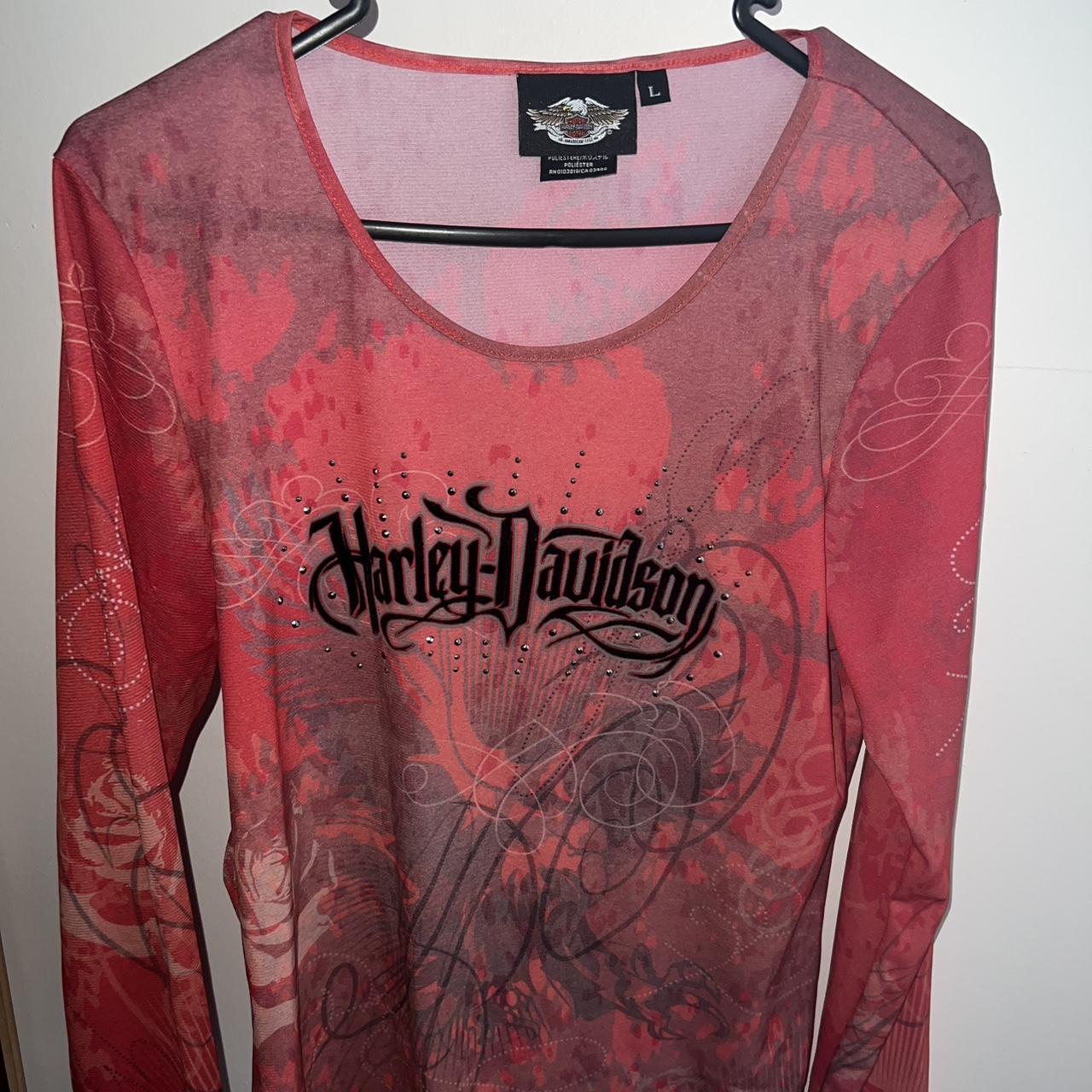 Rare Harley Davidson long sleeve mesh top 90’s... - Depop