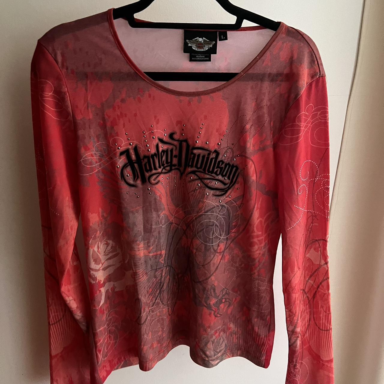 Rare Harley Davidson long sleeve mesh top 90’s... - Depop
