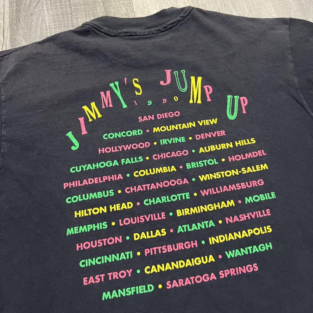 VTG Jimmy Buffet Jimmy Jump Up 1990 Faded Black... - Depop