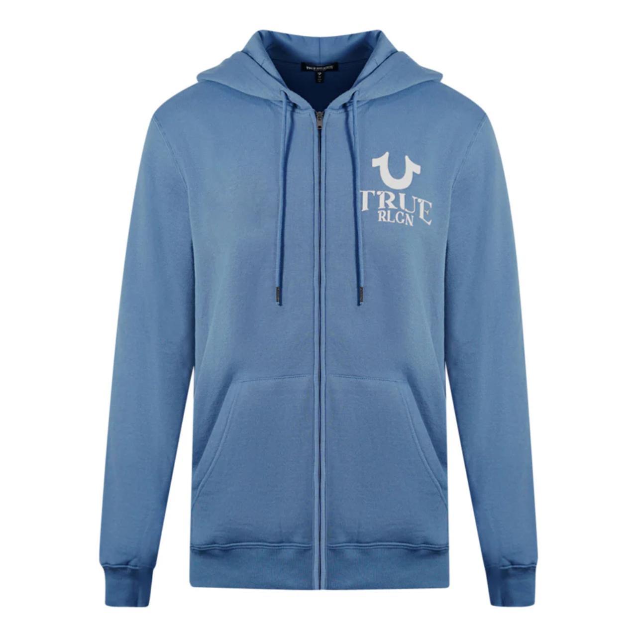 True Religion HD Logo Federal Blue Zip Hoodie True... | Depop