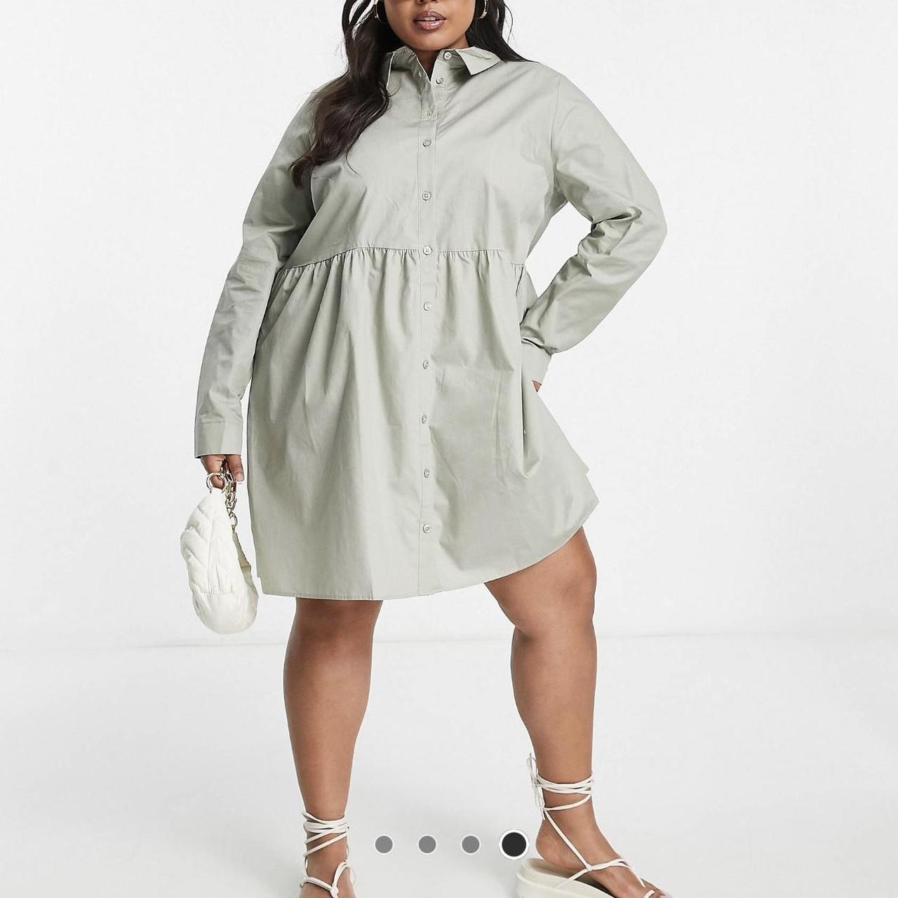 Asos shirt dress in sage Worn once, too big for me... - Depop
