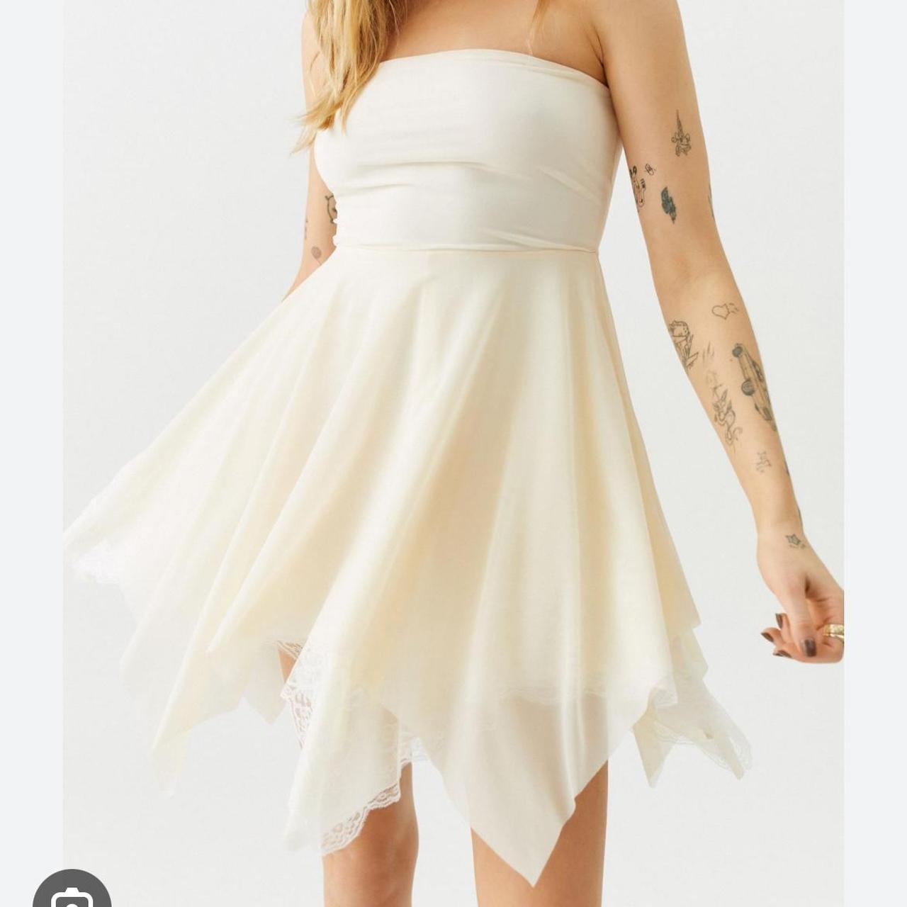 Urban Outfitters Gemma lace strapless mini dress... - Depop