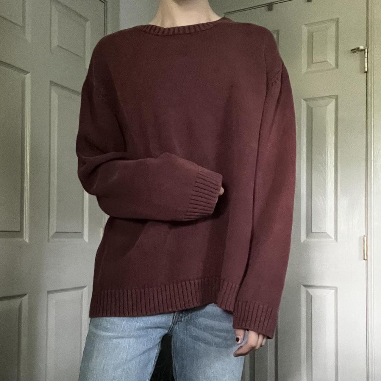 Basic Edition maroon knit sweater - 100% cotton -... - Depop