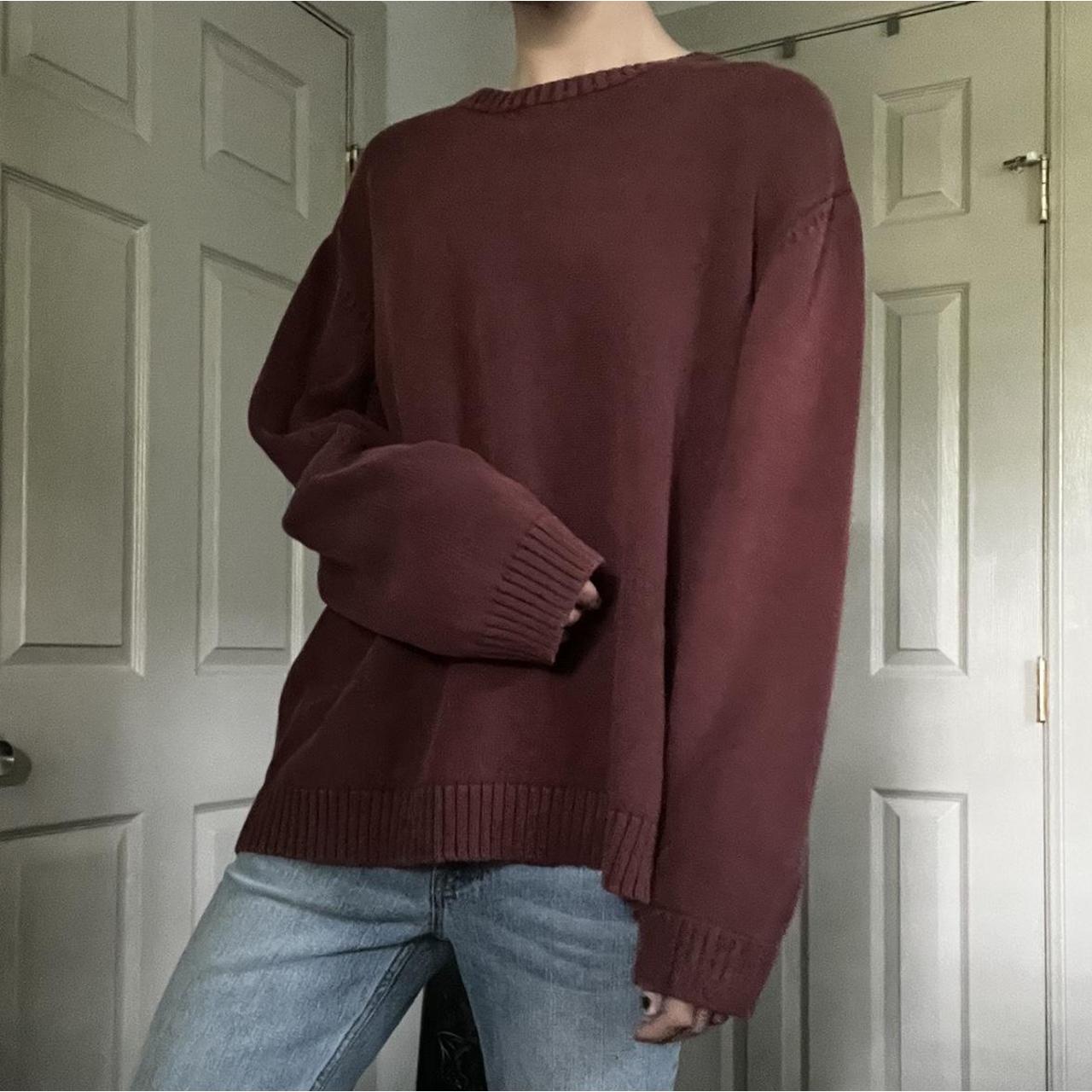 Basic Edition maroon knit sweater - 100% cotton -... - Depop