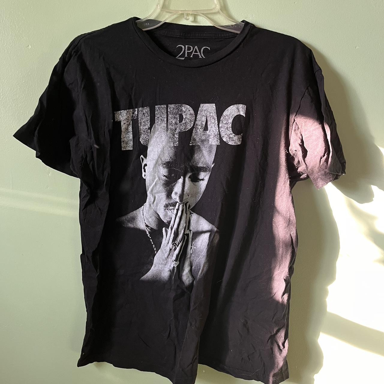 Black Tupac black and white T-shirt Size:... - Depop
