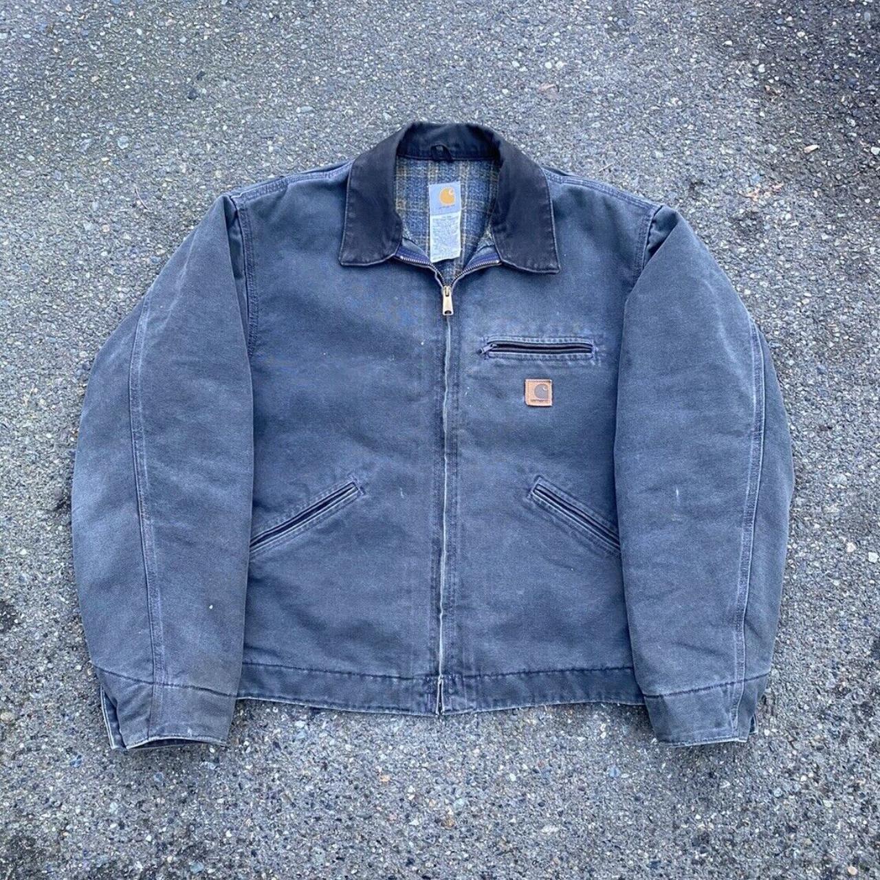 vintage carhartt detroit jacket j97 ptl grey - Depop