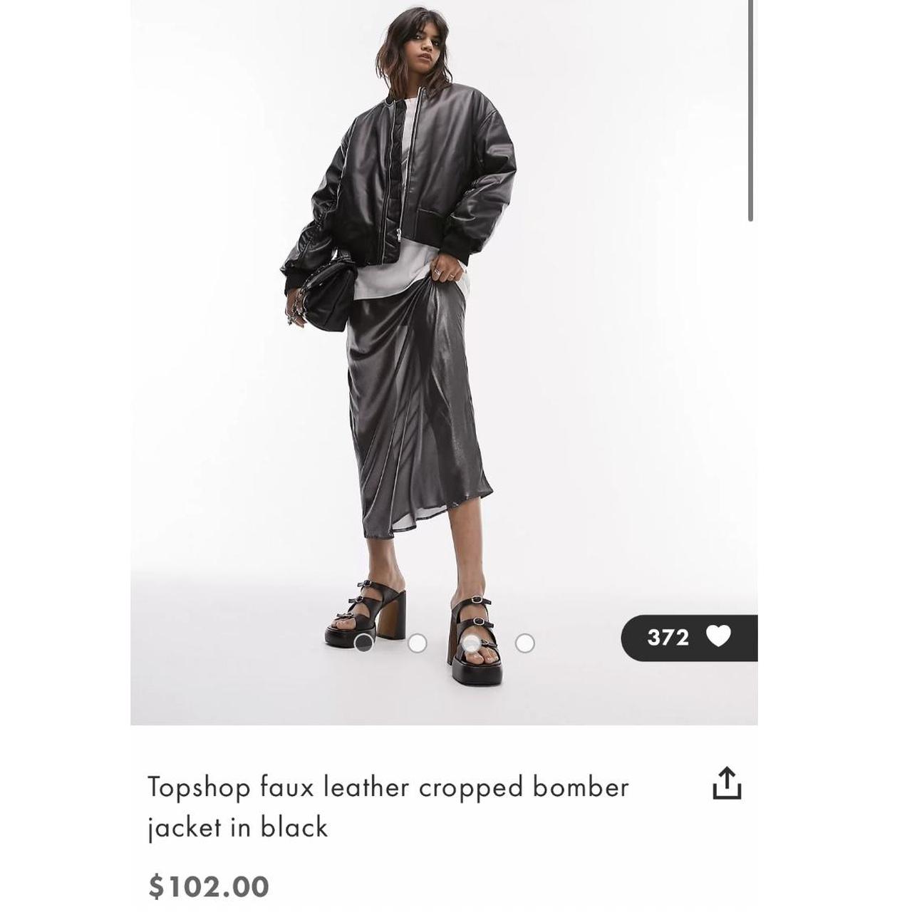 Topshop faux leather bomber jacket. Oversized... - Depop