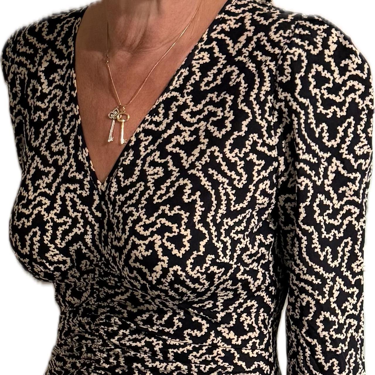 Navy LK Bennett 100% silk Gabrielle v neck dress... - Depop