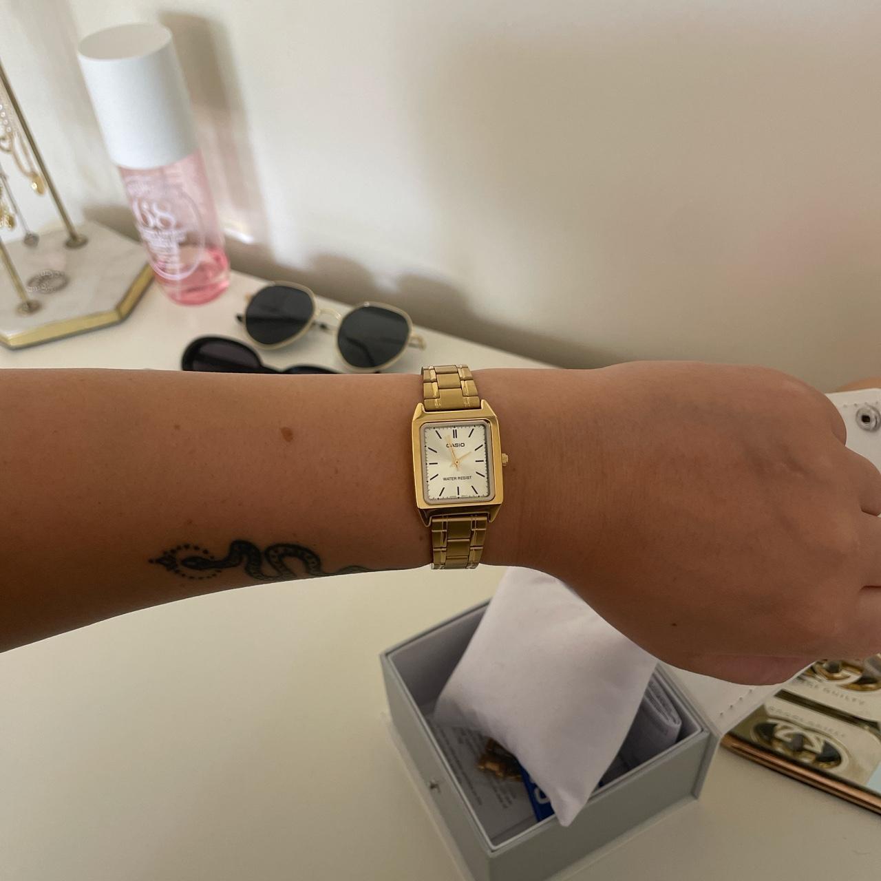 NOT IN THE BOX ANYMORE Casio gold square/rectangle... - Depop