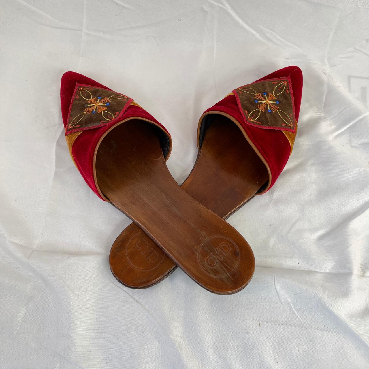 Anthropologie Women's Red Mules | Depop