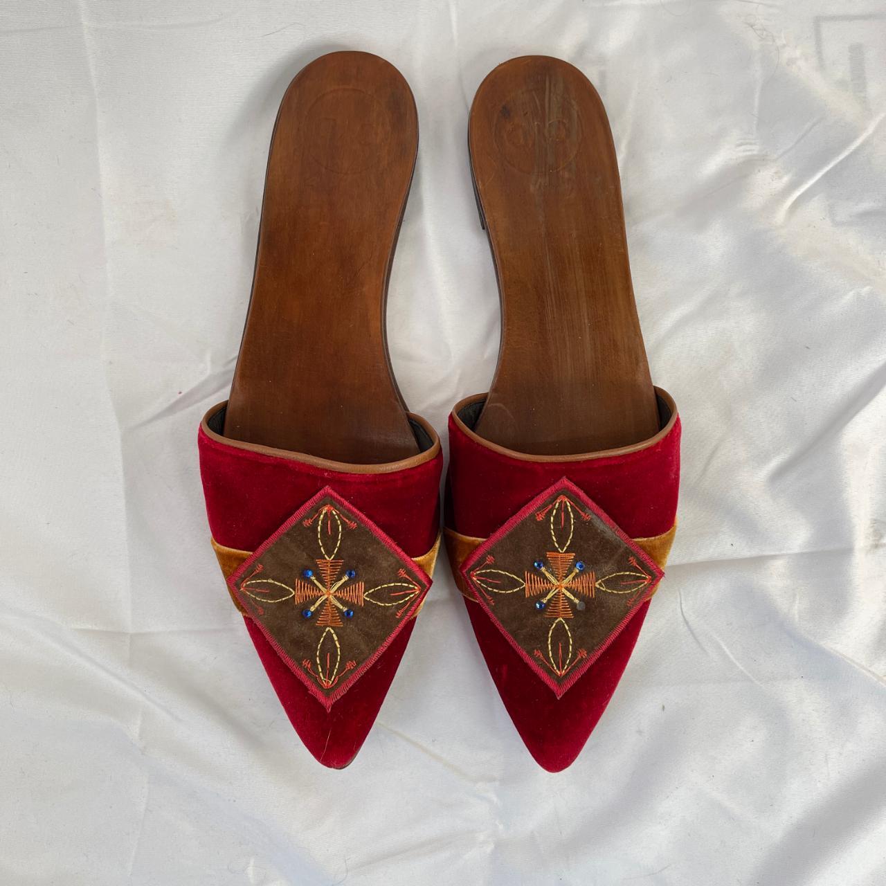 Anthropologie Women's Red Mules | Depop