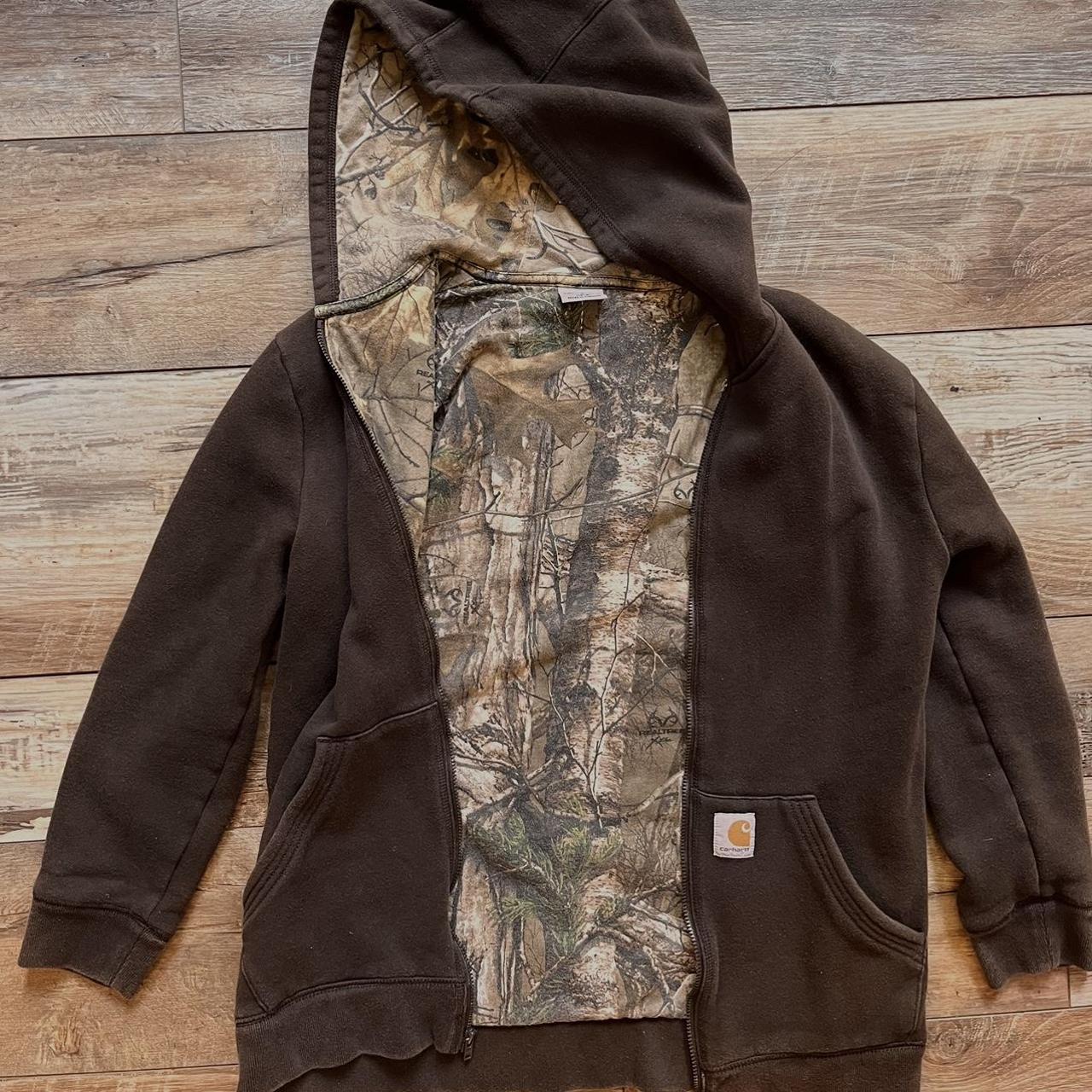 Camo/brown zip up Carhart jacket Size extra... - Depop